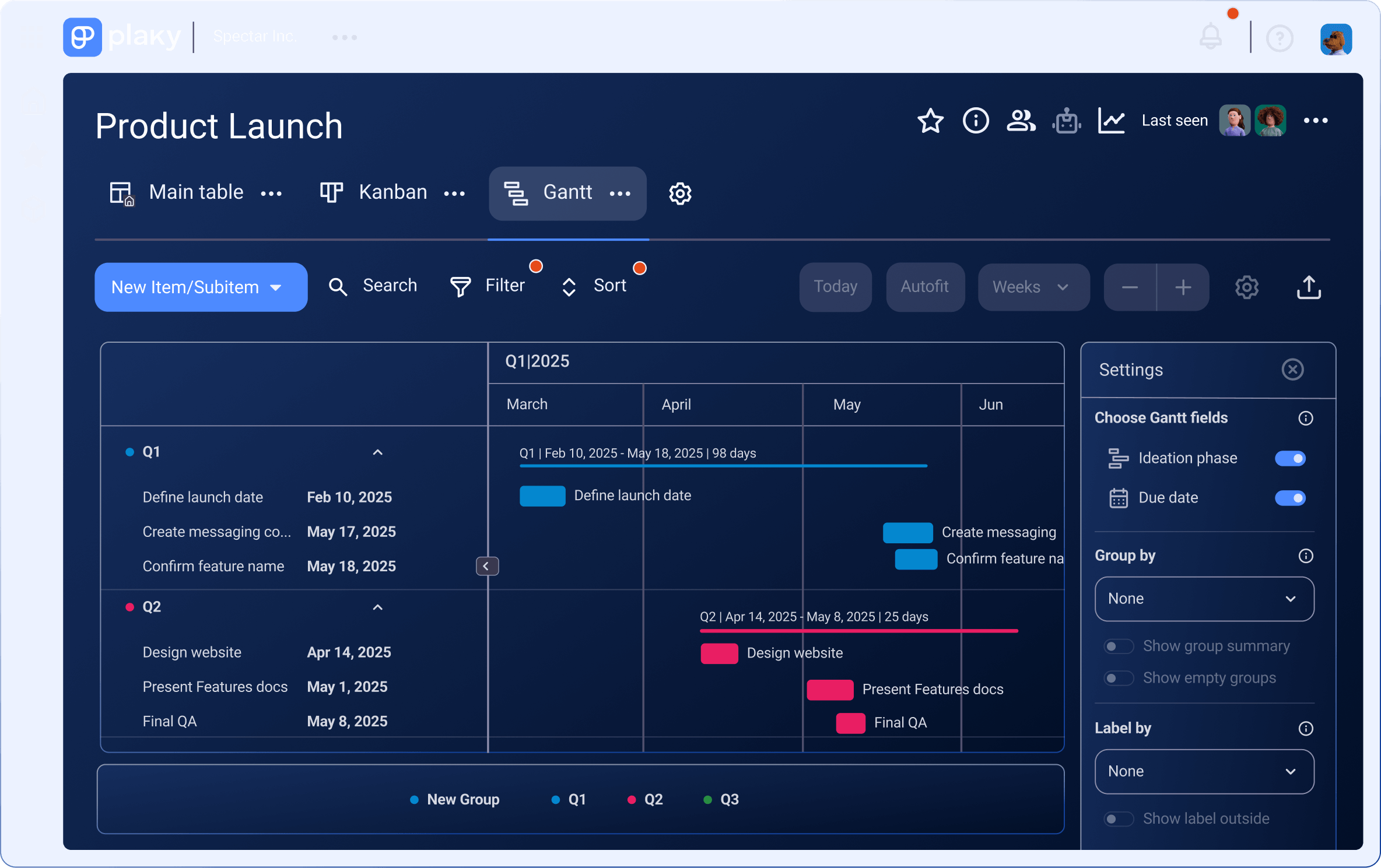 Gantt chart software for visual timelines - Plaky™