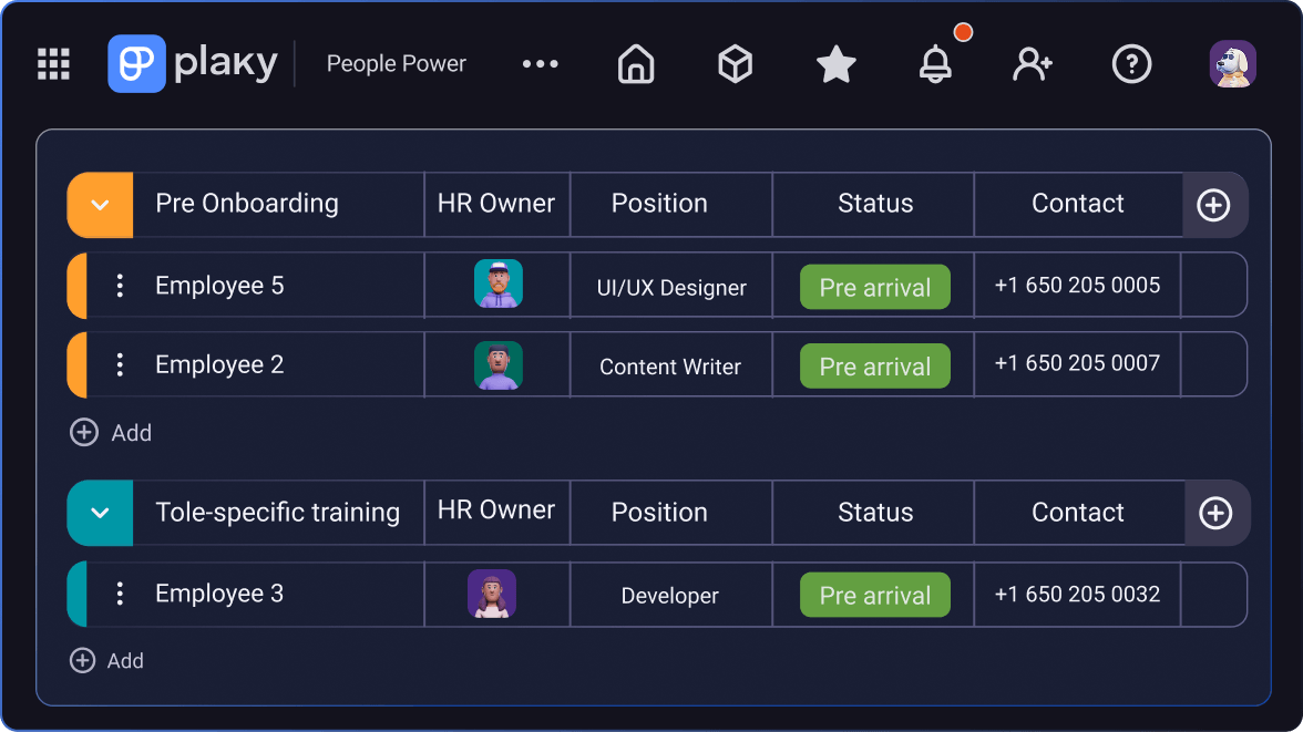 Employee onboarding Template - Plaky™