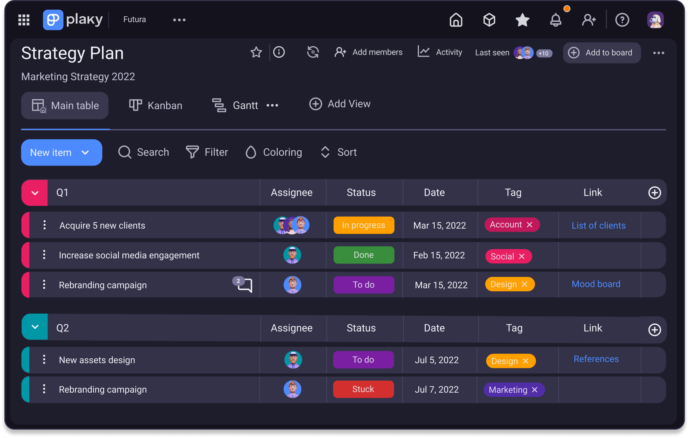 Marketing project management software - Plaky