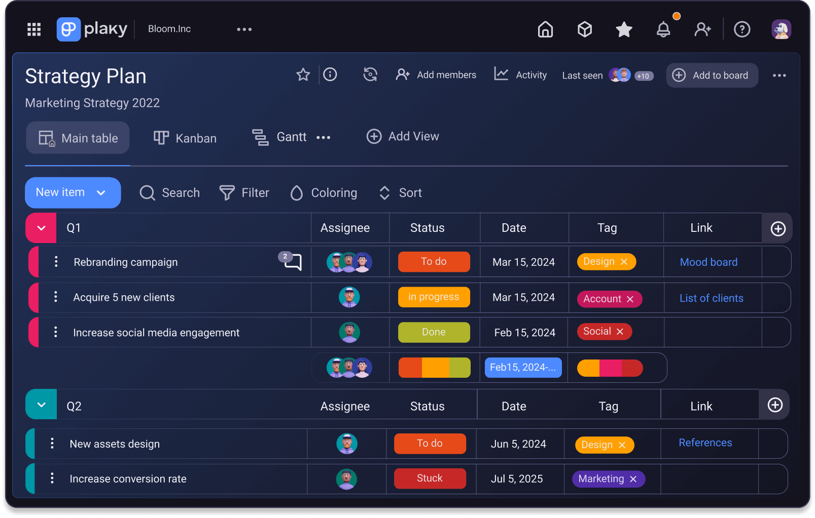 Marketing project management software - Plaky