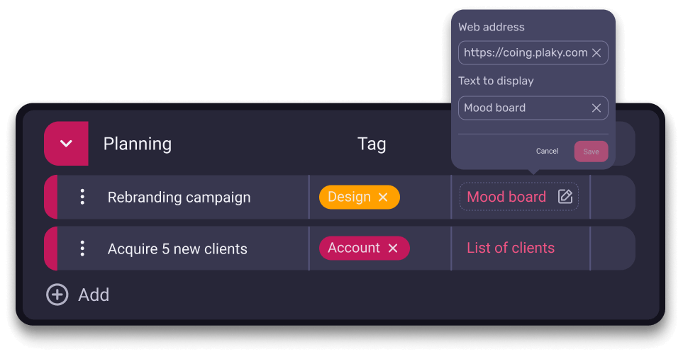 Structure your workflow with fields - Plaky™