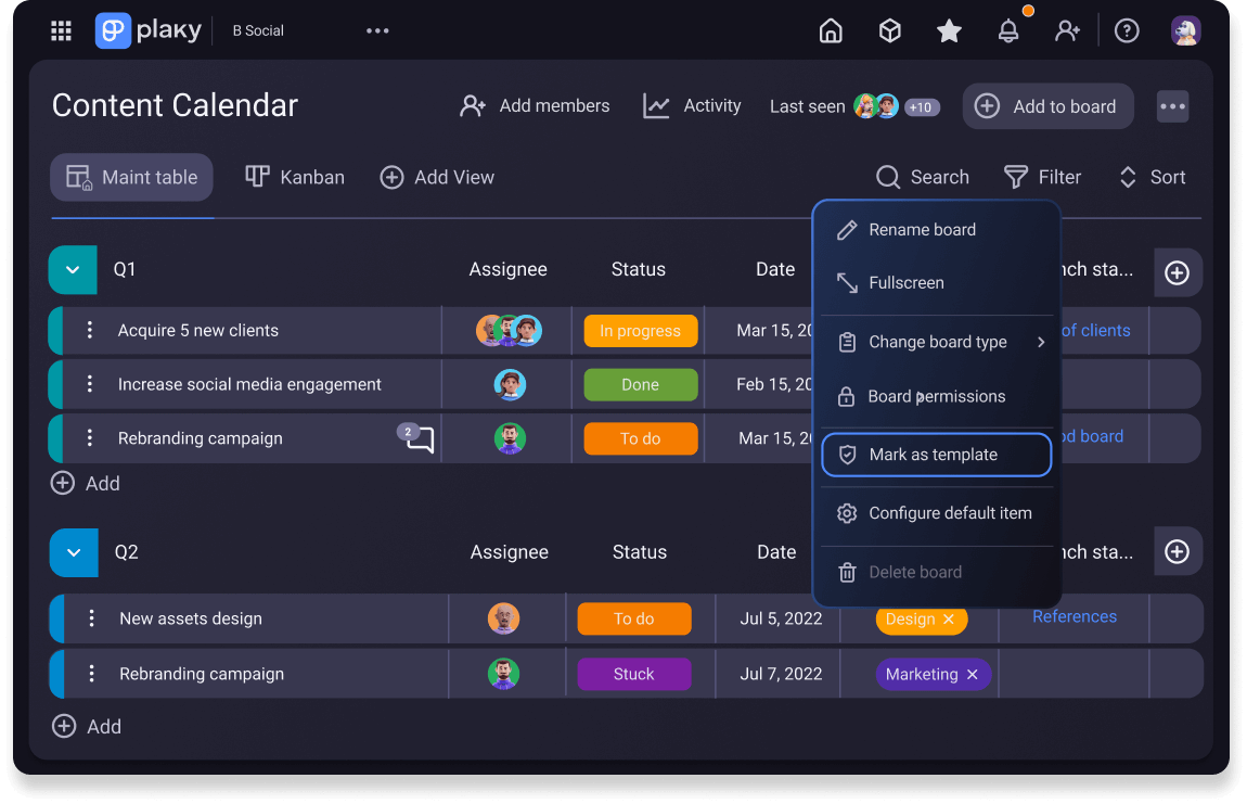 Board templates - Plaky™