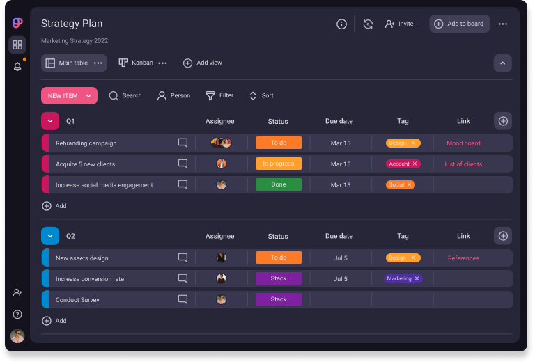 CRM project management software - Plaky