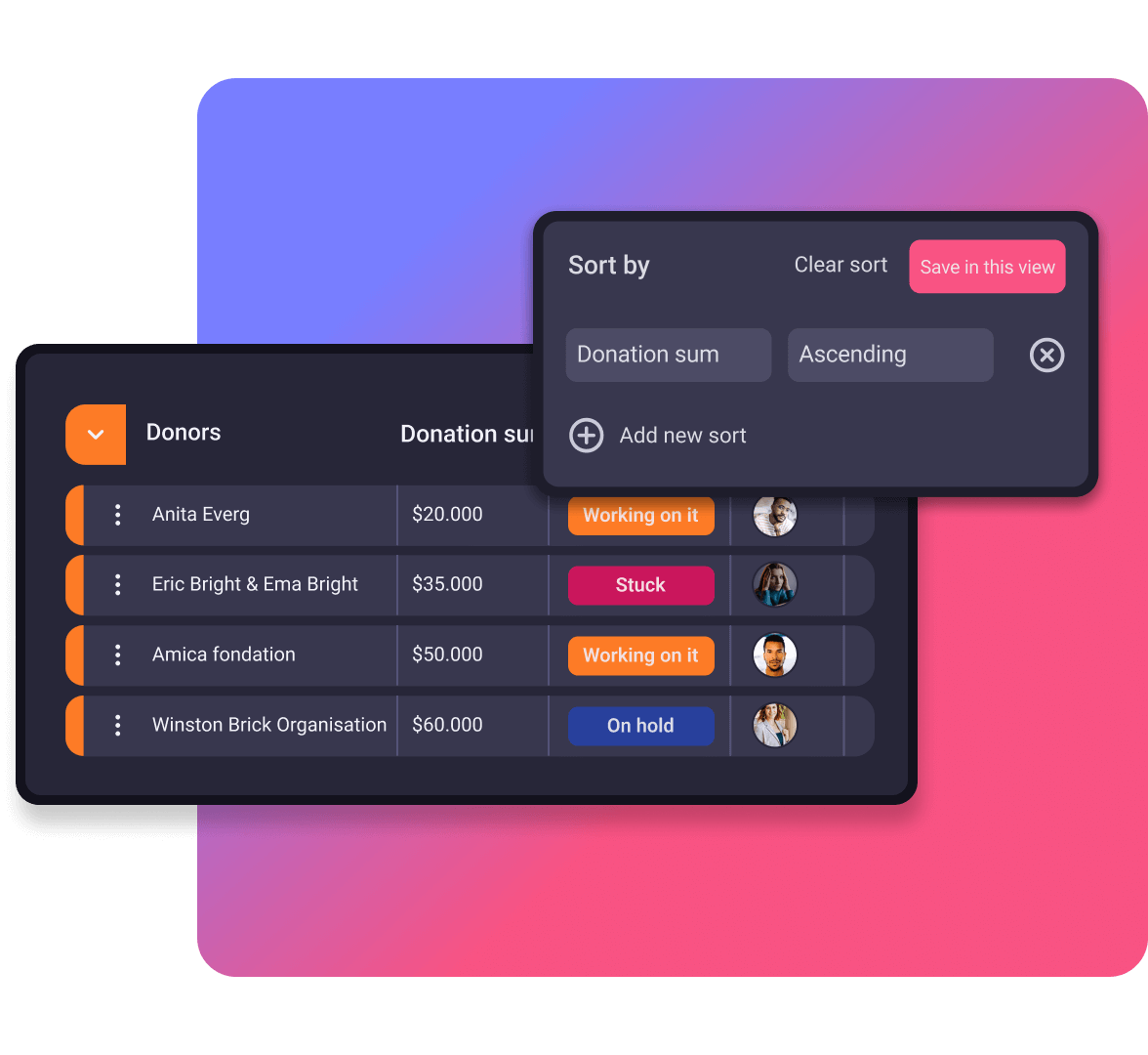 Donors list template - Plaky™