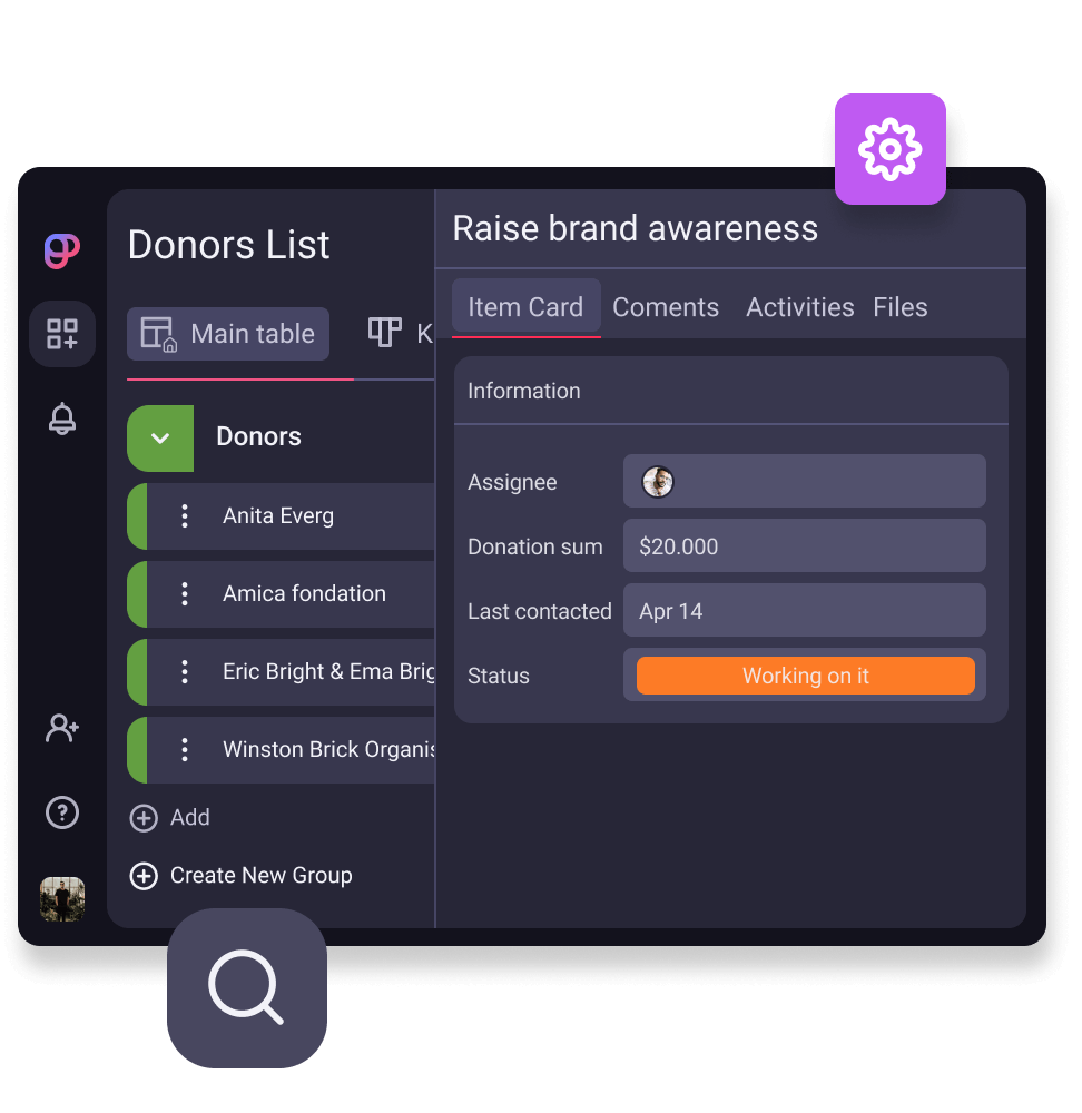 Donors list template - Plaky™