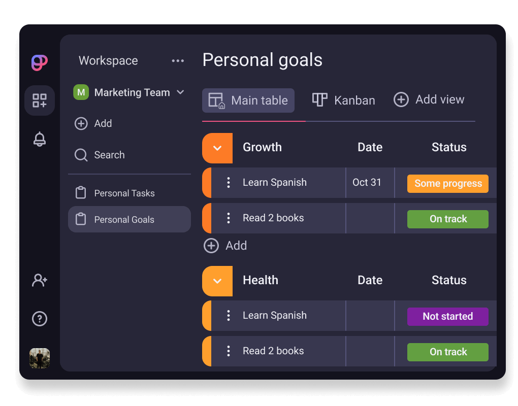 Plantilla de metas personales - Plaky™