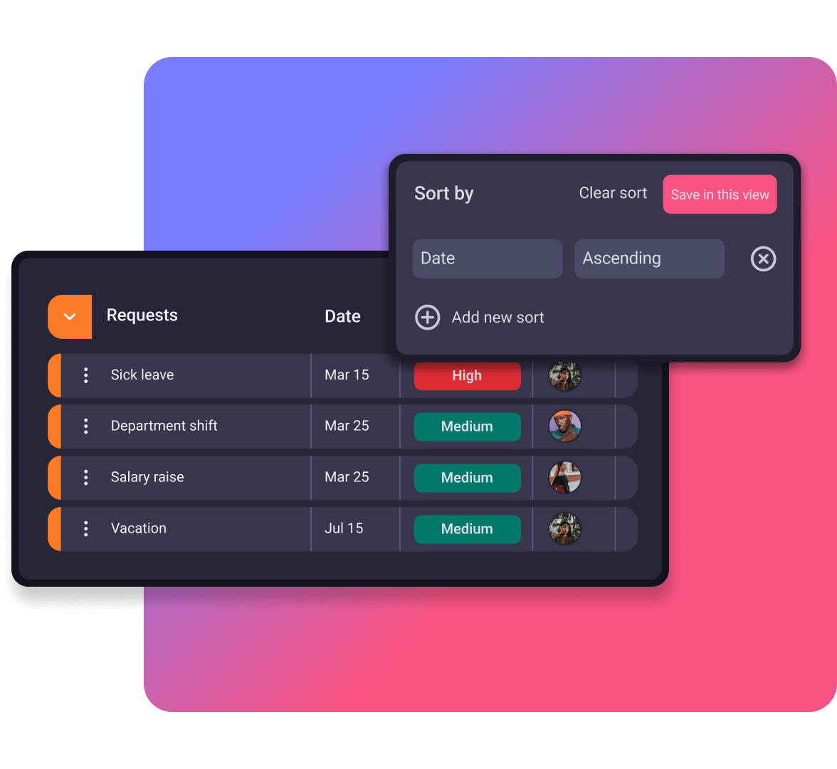 HR requests template - Plaky™