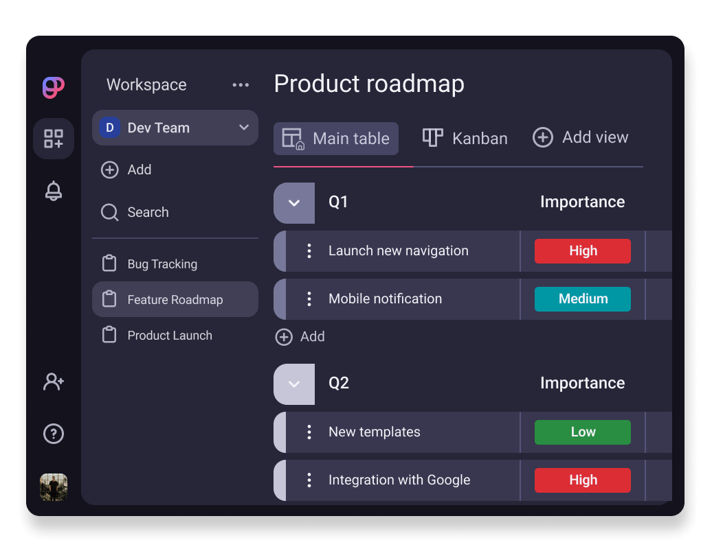 Product Roadmap Template - Plaky™