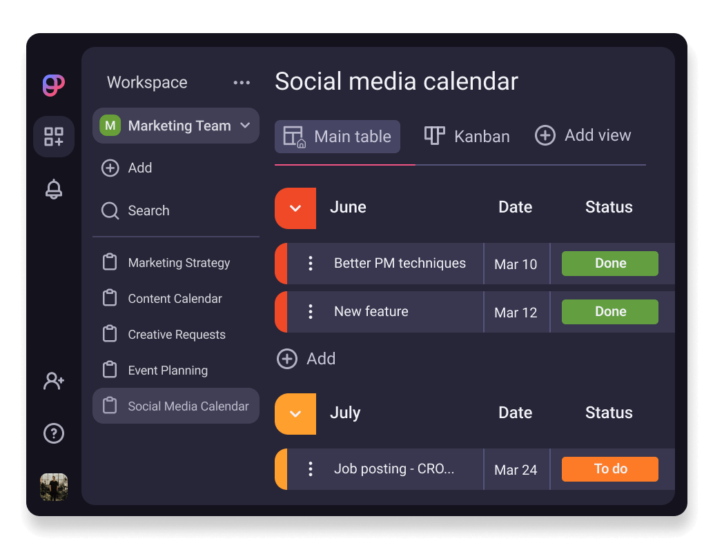 Social Media Calendar Template - Plaky™