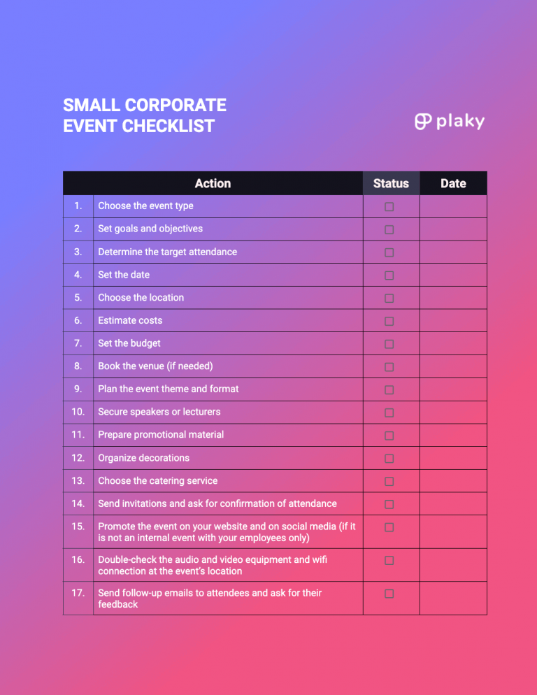 Corporate event planning guide (+ checklists) - Plaky