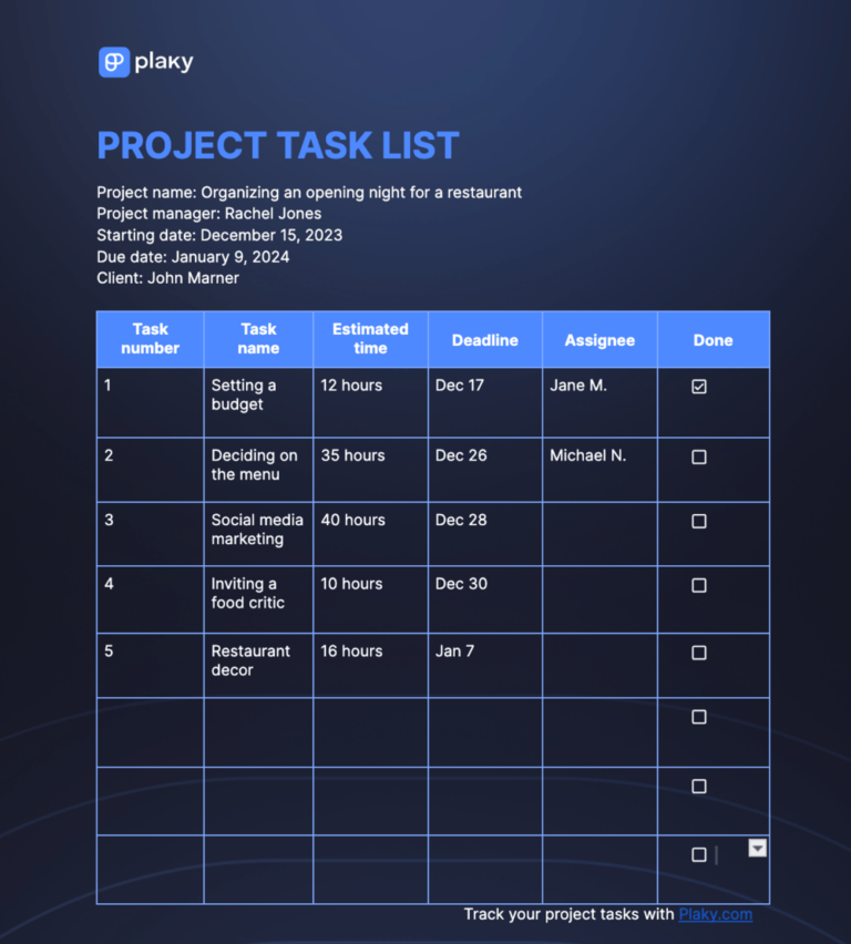How to Create a Project Task List (+ Free Template)