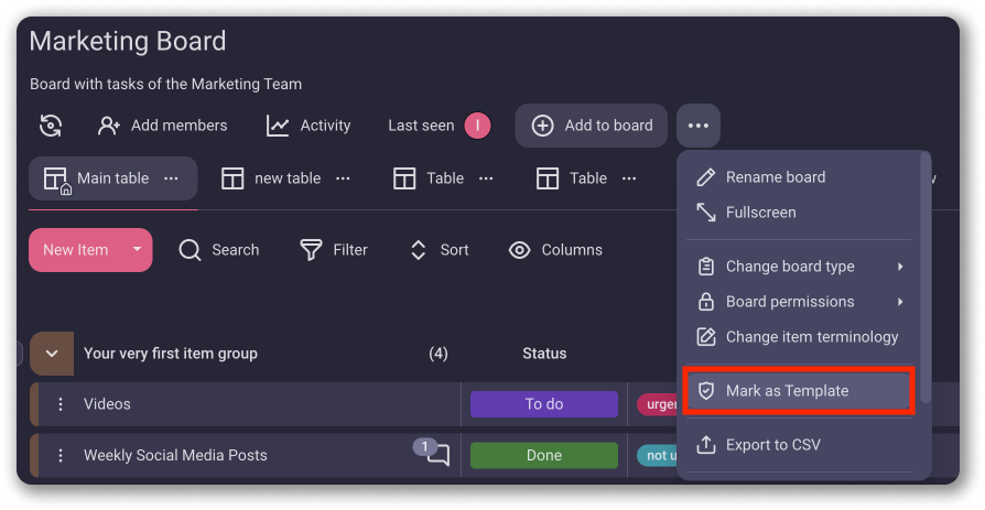 Board Template - Plaky Help