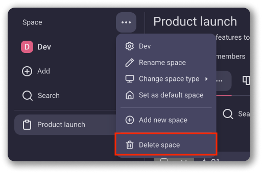 Delete Space - Plaky Help