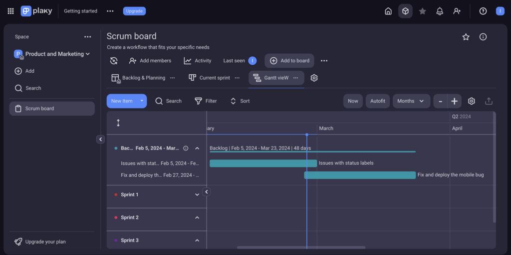 Gantt View - Plaky Help