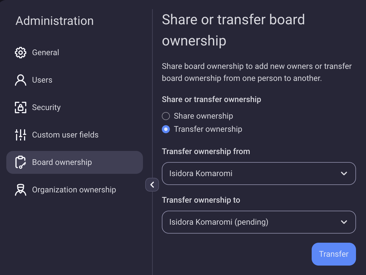 Manage Board Ownership - Plaky Help