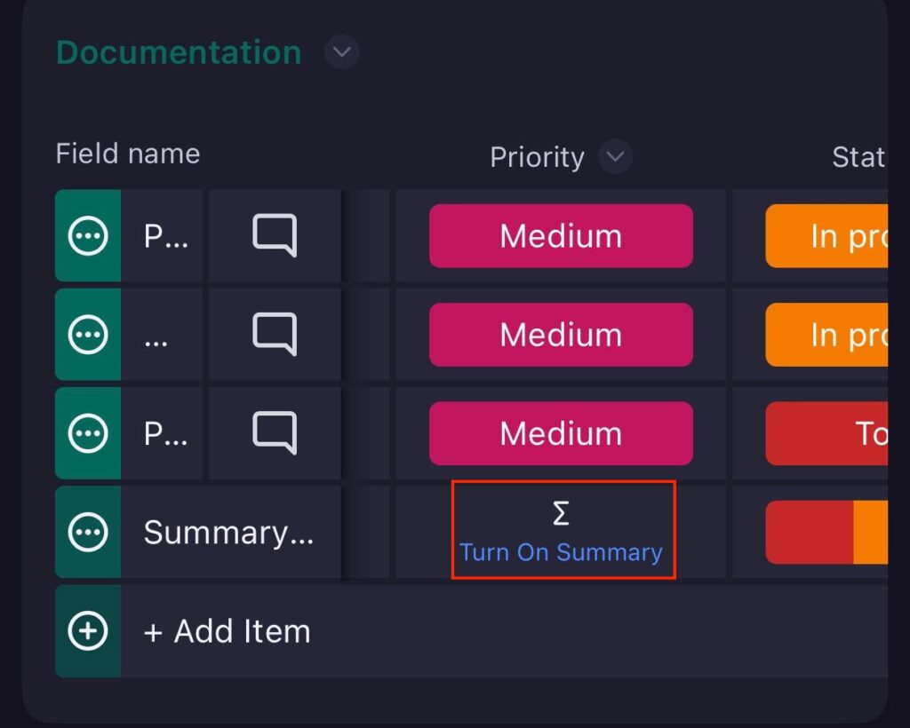 Summary Row - Plaky Help