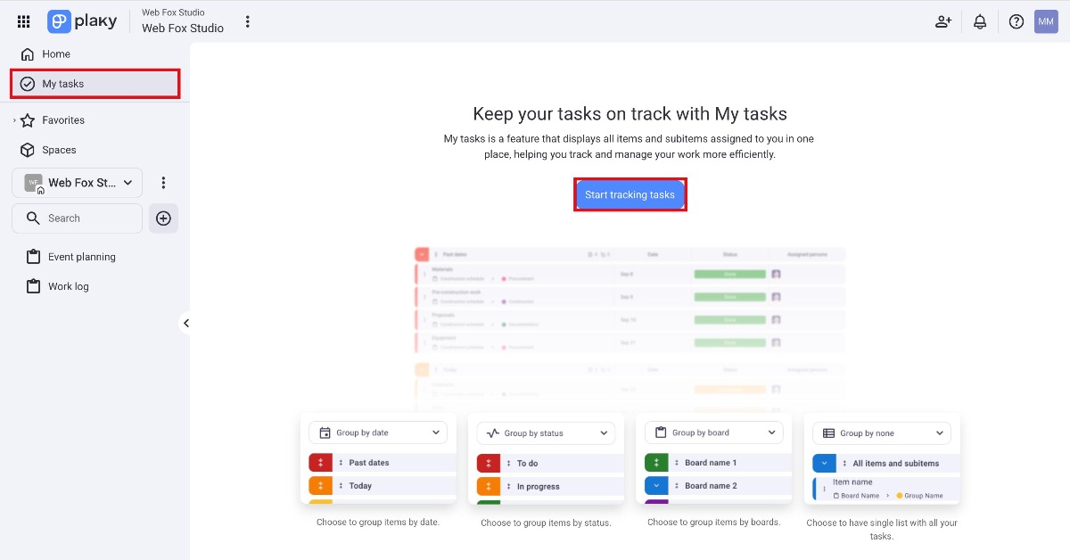 My Tasks - Plaky Help