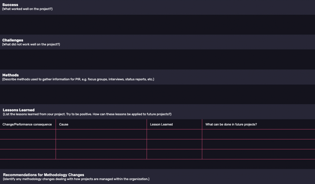Post-implementation review in project management