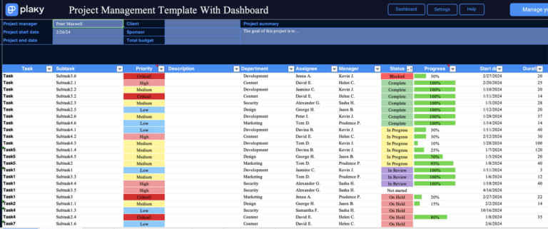 Top 16 Free Automated Project Management Excel Templates