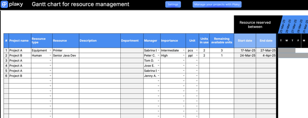 8 Project Resource Planning Templates (Excel & Google Sheets)